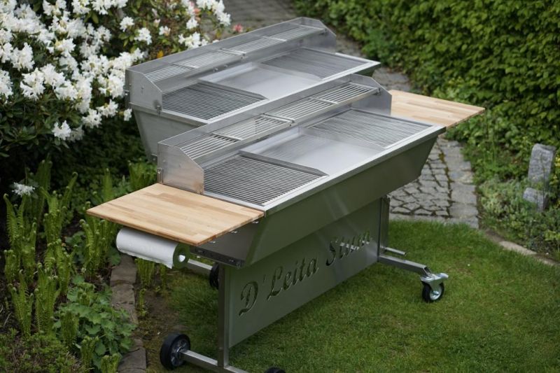 Edelstahlgrill Edelstahl Gastrogrill Steckerlfischgrill Holzkohle